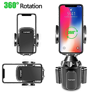 TOPGO Car Cup Holder Phone Mount, Adjustable, Fits iPhone 14 Pro Max/13/xs/11/8plus/6s/samsung Galaxy S10/S9+/S8 Plus/S7 Edge/Note9, Black