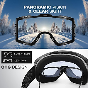 Odoland Bundle - 2 Items 4-in-1 Snowshoes with Trekking Poles, Blue, L and Ski Goggles with Detachable Lens, Black Frame Blue Lens vlt 13%