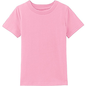 COSLAND Kids Plain Tshirts Boys Short Sleeve Shirt, Pink, Small