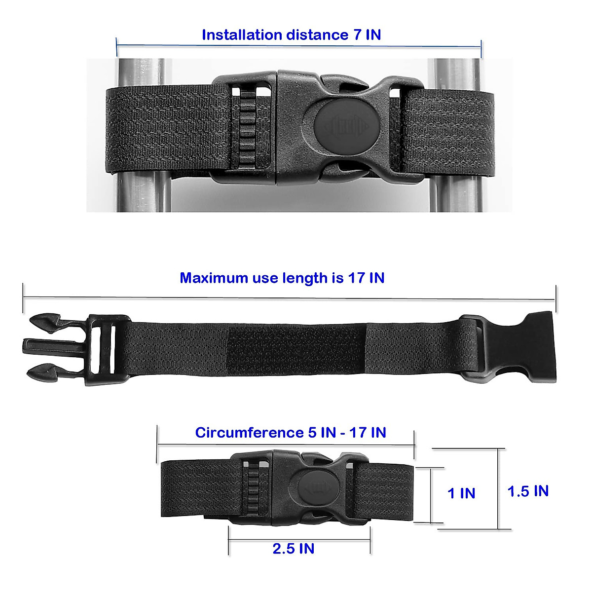 Vukgahao French Door Fridge Lock Pantry Lock for Refrigerators Cabinets RV Cable Tie Best Gifts for Child Safety Products Black 2 Count (Pack of 1) (Black, 1X16 in)