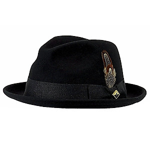 STACY ADAMS Men's Wool Felt Pinch Front Fedora Hat Black