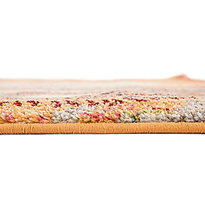 Unique Loom Estrella Collection Modern, Abstract, Light Colors, Distressed Area Rug, 5 ft x 8 ft, Orange/Beige