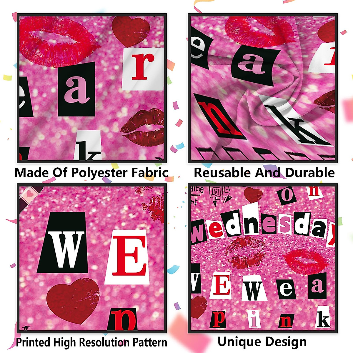 Hot Rose Pink Lips Banner On Wednesdays We Wear Pink Burn Book Pink Girls TV Show Themed Decor Bridal Shower Wedding Night Out Hen Movie Party Supplies