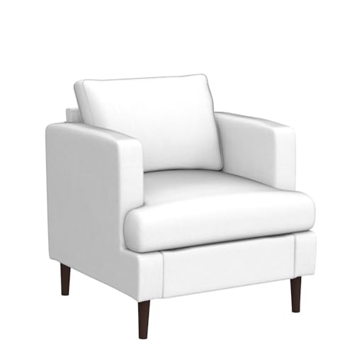 MIYZEAL Accent Chair, Tufted Upholstered Sofa Chair Comfy Armchair with Thick Cushion and Wood Legs, Mid-Century Modern Single Chairs for Compact Space Living Room Bedroom (White)
