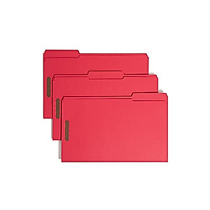 Smead Fastener File Folder, 2 Fasteners, Reinforced 1/3-Cut Tab, Legal Size, Red, 50 per Box (17740)