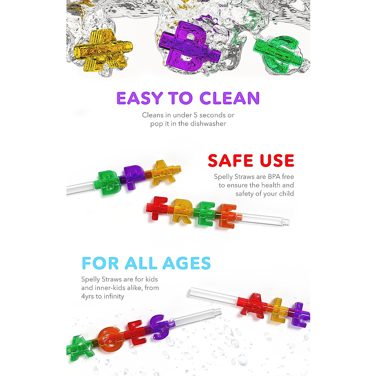 Spelly Straws Interactive Straw, 12.5 x 2.7 x 18.5 cm, Multi-Colour