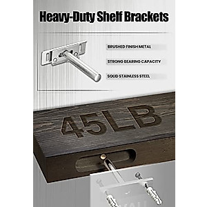 LYNNC Floating Shelves, 2 Rustic Wood Shelves + 3 Photo Frames, Wall Shelves for Bedroom, Living Room, Bathroom, Kitchen, Cocoa Brown