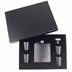Personalize Gift Groomsmen Proposal 6pc Black Flask Gift Box Set Custom Laser Engraving
