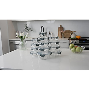 KOBWER 26 Pieces Glass Food Storage Containers with Lids BPA Free Glass Meal Prep Airtight Glass Container Set Microwave Oven Dishwasher Oven Safe Durable Leak Resistant Stackable