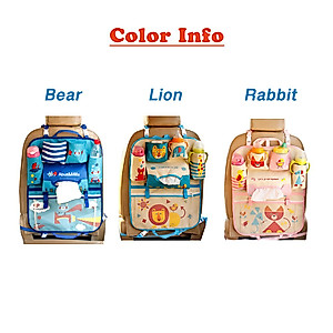 Car Backseat Organizer Kick Mats - Auto Seat Back Protector Kids Toy Storage Rabbit