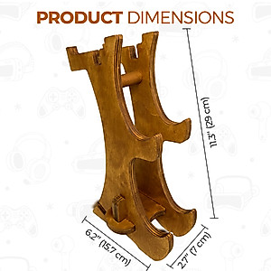 ROSTMARYGIFT Wooden Controller Stand - Dual Game Controller Holder, Headphone Hanger and Phone Stand - Universal Gaming Acessories and Gamer Gift - Portable Headset Storage Organizer