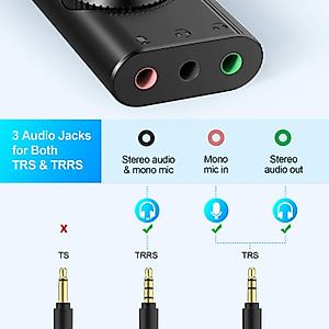 TechRise USB Sound Card, External Sound Card with Volume Control, USB to 3.5mm Jack Audio Adapter for Windows, Mac, PC, Laptop, Desktop, Headset, Switch and More, Plug & Play No Drivers Needed