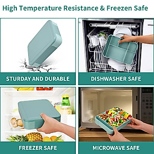 Vensp Bento Box,Lunch Box Kids, Bento Box Adult Lunch Box,Lunch Box Containers for Kids/Adults/Toddler, 1330ml-6 Compartments&Utensiles, Leak Proof,Microwave/Dishwasher/Refrigerator Safe(Blue)