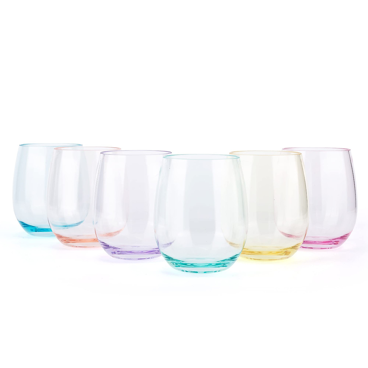 KX-WARE 18-ounce Acrylic Stemless Wine Glasses, set of 6 Mutlicolor