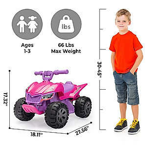 TOBBI Ride On ATV with Sprayer Magic for Kids, 6V 4 Power Wheels Ride On Toy Battery Electric Vehicles with Spray Mist LED Lights, Radio & Music for Toddlers Children Aged 1-3 Pink