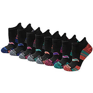 Saucony Women's RunDry Performance 8, 16 Heel Tab Athletic Socks, S-L, Assorted Darks (8 Pairs), Medium