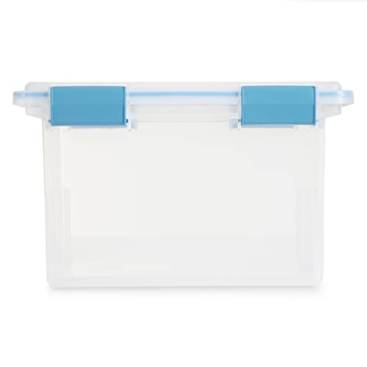 Sterilite 32 Quart Clear Plastic Stacking Storage Container Box with Latching Lid (4 Pack)