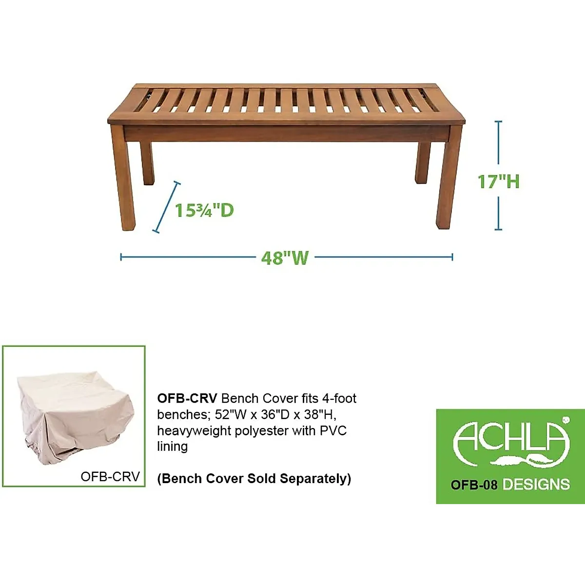 Achla Designs Backless Bench, 4-Foot - OFB-08