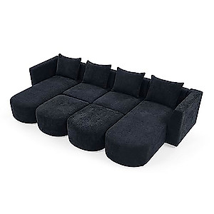 Free Combination Upholstered Reversible Modular Sectional Sofa,Rearrangeable U-Shaped Corner Cloud Deep Sleeper Sofá Bed with 2 Single Seats, Chaises and Ottomans for Living Room Office Furniture Set