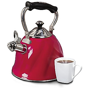 Mr Coffee Alderton Whistling Tea Kettle, 2.3 Quarts, Red