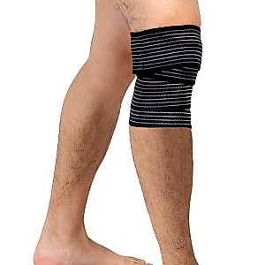 Sports Knee Wraps (Pair) Weight Lifting, Gym Workout, Cross Training WODs,Fitness & Powerlifting - Knee Straps Squats - Compression & Elastic Support (Black)