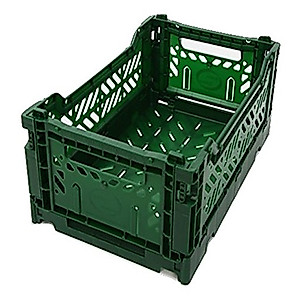AYKASA Collapsible Storage Bin Container Basket Tote, Folding Basket Crate Container : Storage, Kitchen, Houseware Utility Basket Tote Crate Mini-Box (Dark Green)