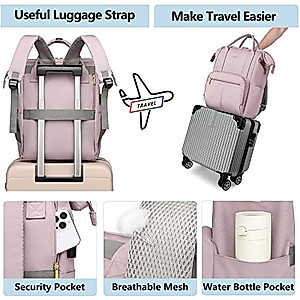 Focdod Laptop Backpack Women Work Bag - 15.6 inch with Laptop Compartment Waterproof Professional Travel Backpack Purse with USB Charger for College Teacher Nurse Business Women Purple