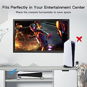 NexiGo PS5 Horizontal Stand with Controller Charger, [Minimalist Design], DualSense Charging Station with Thumb Grip Kit, Compatible with PlayStation 5 Disc & Digital Editions