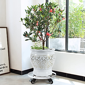 Amagabeli Garden Hose Holder Bundle 2 Pack Plant Caddies White 14inch