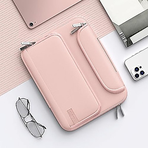 MoKo 12.9 Inch Laptop Sleeve Case Fits iPad Pro 12.9 M2 2022/2021/2020, Galaxy Tab S9+ 12.4 2023, Surface Laptop Go 12.4, Waterproof Polyester Bag with Double Pockets, Retractable Handle, Pink