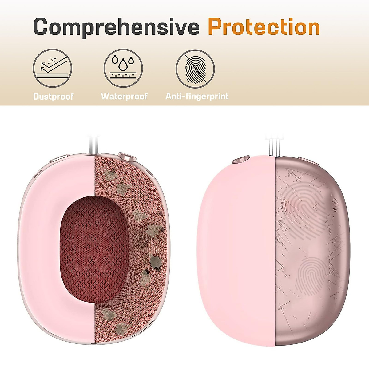 LOHASIC for AirPods Max 3 in 1 Case Suitcase,Soft Slim Silicone Earpads Cover/Headband Cushions,for AirPods Max Protective Case - Pink