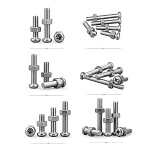 Elantek 160Pcs Metric M4 304-Stainless Steel Phillips Pan Head Machine Screws Nuts Assortment Kit- M4 x 6mm/ 8mm/ 10mm/ 12mm/ 14mm/ 16mm/ 18mm/ 20mm
