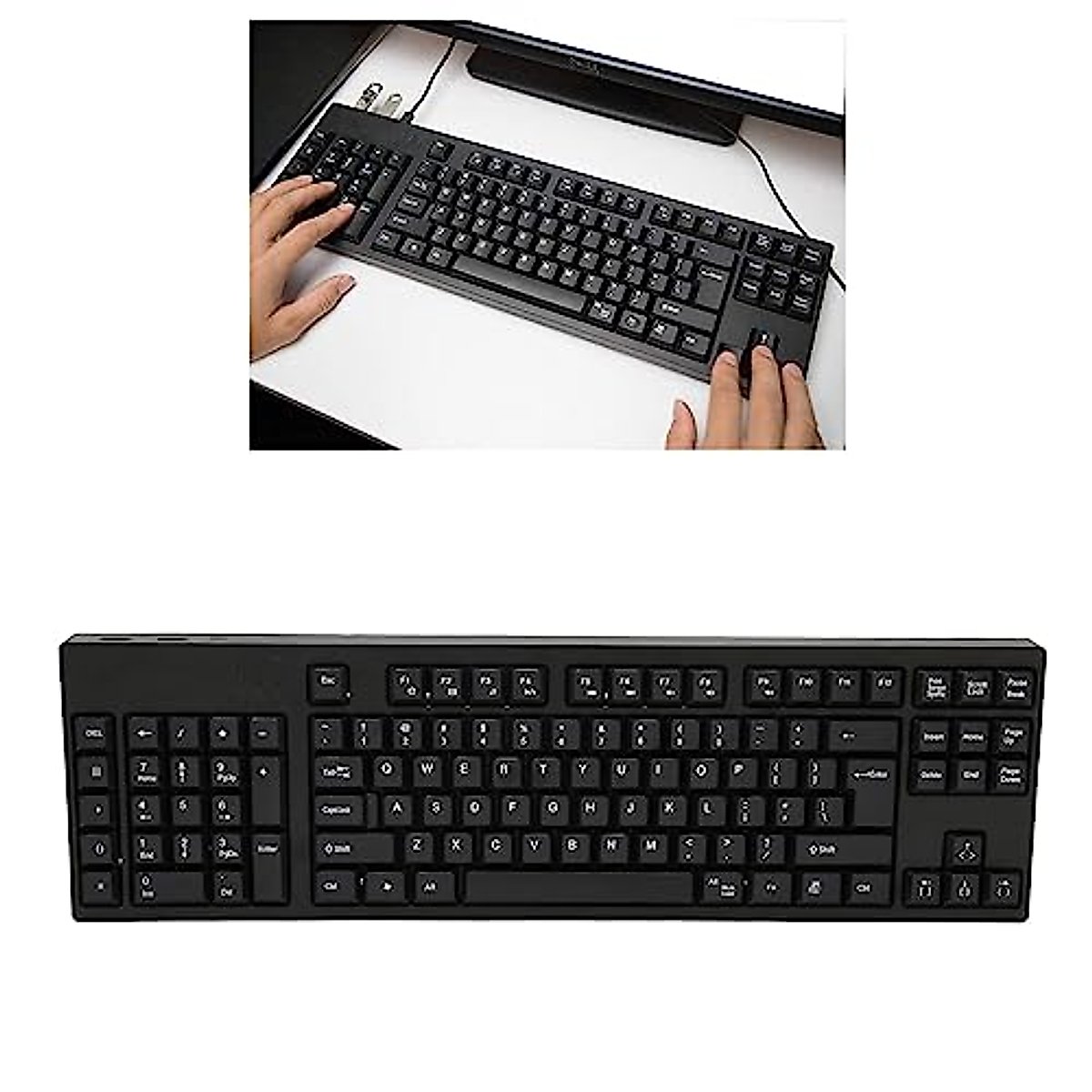 GOWENIC 109 Keys Left Handed Keyboard, Multimedia USB Ergonomic Keyboard, Plug and Play Office Keyboard, Reduce Back and Shoulder Strain to Improve Posture