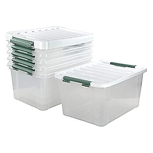 Pekky 6 Packs Clear Large Storage Containers Bins with Lid, Multipurpose 35 Quart Plastic Latch Box Tote