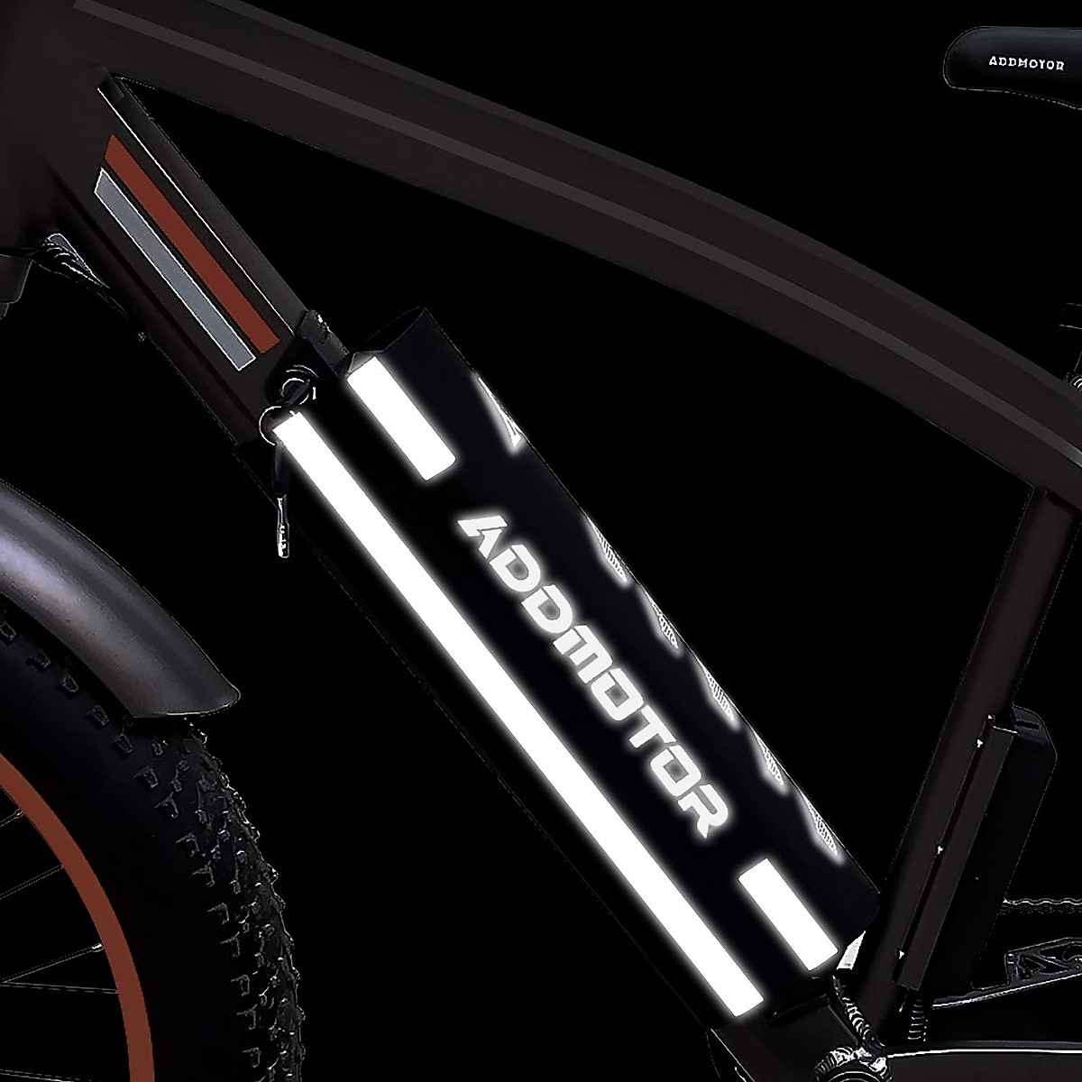 ADDMOTOR Cycling Bicycle Frame Battery Protector Nylon Protection Pad Reflective Protective Cover for Bike Accessories Black (Swordfish Battery(1Pcs))