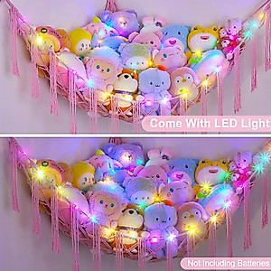 Unicorn Castle Stuffed Animals Hammock Net Toy Storage Organizer Stuffed Animals Storage Toy Holder Boho Macrame Hanging for Nursery Kids Girls Room Decor