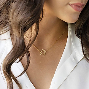 MEVECCO Gold Dainty Turtle Necklace for Women,14K Gold Plated Cute Tiny Boho Sea Tortoise Pendant Necklace