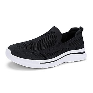 Aceptolcom Women Slip On Walking Shoes Orthopedic Shoes,Breathable Mesh Arch Support Slip Resistant Work Shoes Tennis Shoes Sock Shoes (5,Black,5)