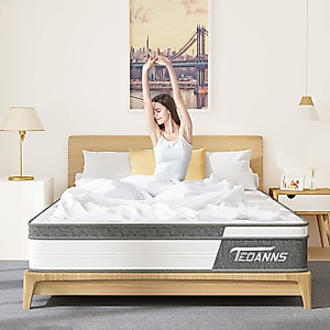 Teoanns Twin Size Mattress, 10 Inch Memory Foam Mattress in a Box, Hybrid Mattress Twin Size for Pressure Relief & Supportive, CertiPUR-US, 100 Nights Trial