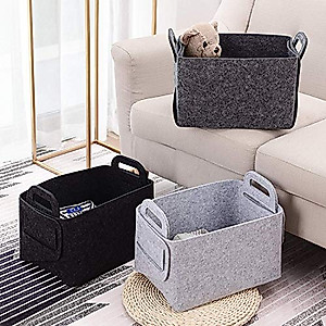 ArtTao Felt Storage Basket Collapsible & Space-Saving Storage Box Perfect for Bedroom, Kids Room, Bookshelf, Office, Closet (13.78x9.84x9.06inch) Light Grey