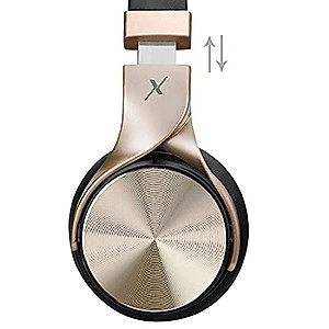 Riwbox BN5 Bluetooth Headphones Over Ear, Folding Stereo Headphones Wired Wireless with Mic Compatible for iPhone/iPad/TV/PC/Online Class/Home Office (Black&Gold)