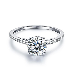 Atylyk 1.2 Carat Moissanite Engagement Ring Wedding Promise Gold Plated Sterling Silver Round Solitaire Rings for Women (5.5)