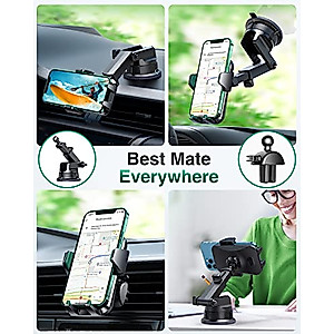 VANMASS [2023 Upgraded] Car Dashboard Phone Holder Mount [Super Suction Cup] Compatible for iPhone 13 Pro Max 12 11 X Xr 8 7 Plus Mini Se Universal Cell Phone Windshield Vent Handsfree Cradle，Green