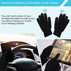 3 Pieces Winter Beanie Hat Scarf Touch Screen Warm Gloves Set Warm Knit Skull Cap for Men and Women (Black)