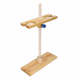 Funnel Stand, 2 Holes Wooden Separating Funnel Stand Holder Adjustable Height Funnel Rack for School Laboratory Experiment Fixing Accessories