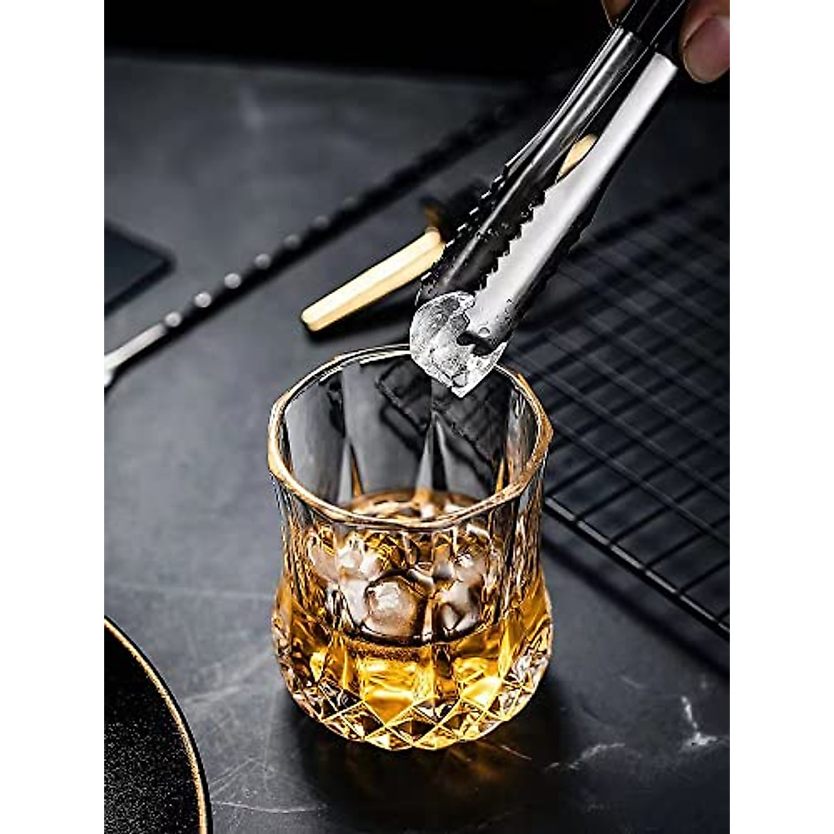 starstree Whiskey Glasses Set of 6, Double Old Fashioned Crystal, Curve Body Scotch Glass Bourbon Rock Glasses for Liquor Vodka Cocktail Rum Cognac, Unique Father's Day Gift for Men