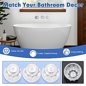 ZephyrJazz Bathtub and Shower 3 Piece Windsor Replacement Handles for Price Pfister Systems, 12 Point Broach,3 Piece Set of Hot, Cold, Diverter, Clear Acrylic