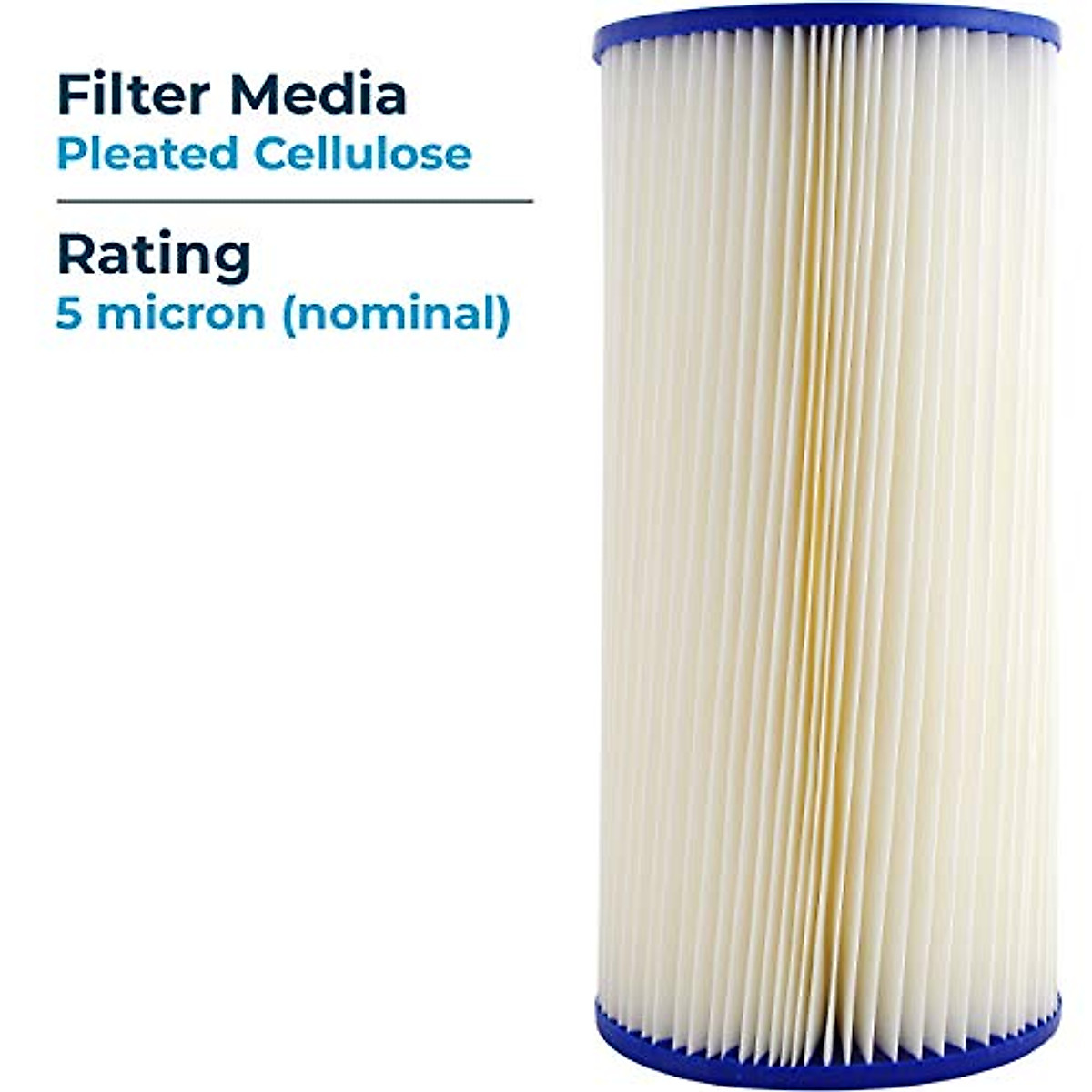 SpiroPure SP-EC5-BB 10x4.5 5 Micron Pleated Cellulose Sediment Water Filter Cartridge ECP5-BB 255490-43 CP5-BBS (Case of 8)