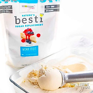Wholesome Yum Besti Natural Powdered Sugar Substitute - Confectioners Monk Fruit Sweetener Blend With Allulose (No Erythritol) - Keto, Non GMO, Zero Carb, Zero Calorie, No Aftertaste (1 lb)