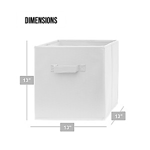 Pomatree 13x13x13 Inch Storage Cubes - 4 Pack - Large and Sturdy Storage Bins | Dual Handles, Foldable | Cube Organizer Bin | Fabric Baskets for Organizing Closet, Clothes and Toys (White)